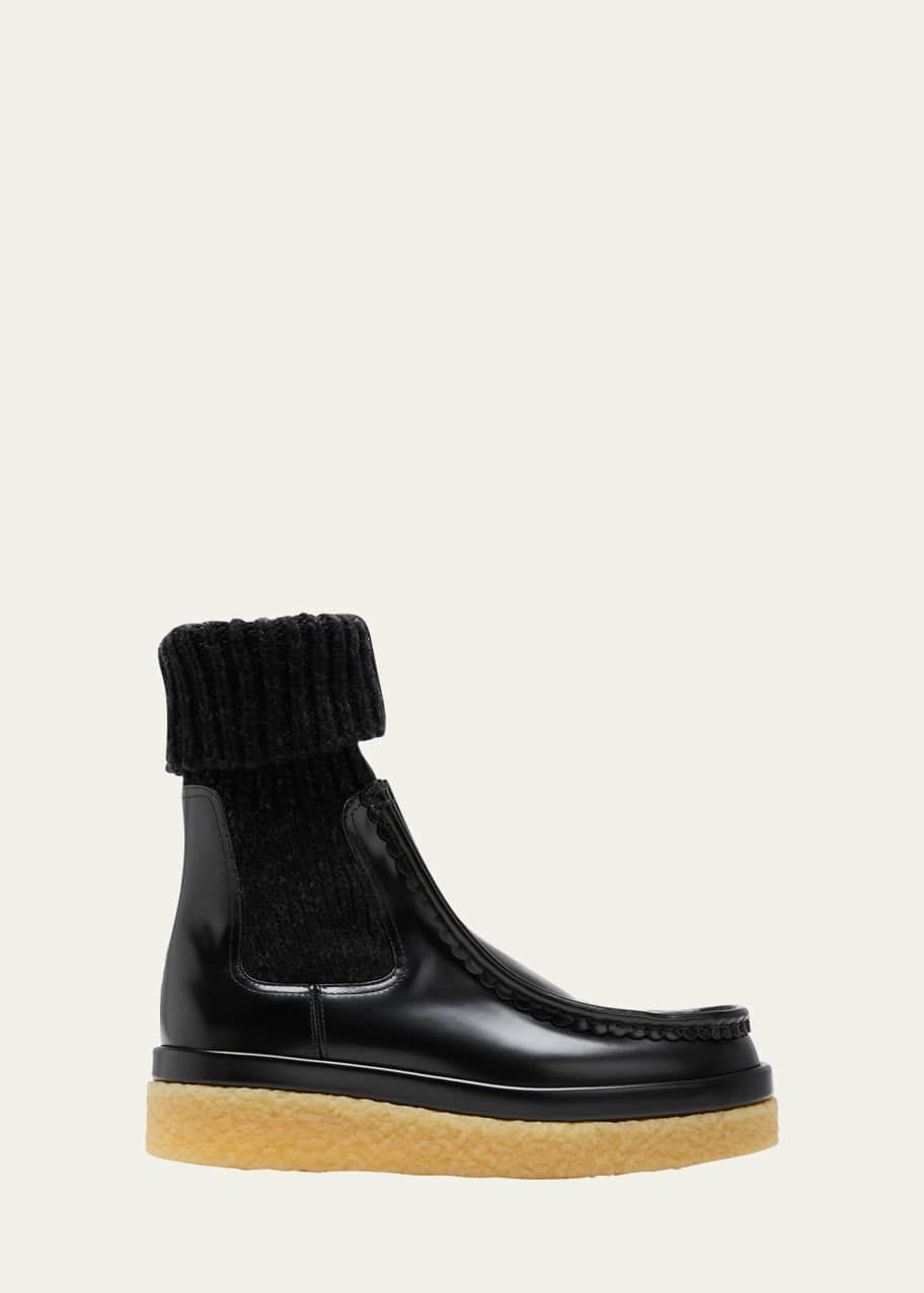 Chloe Jamie Leather Wool Sock Booties - Bergdorf Goodman