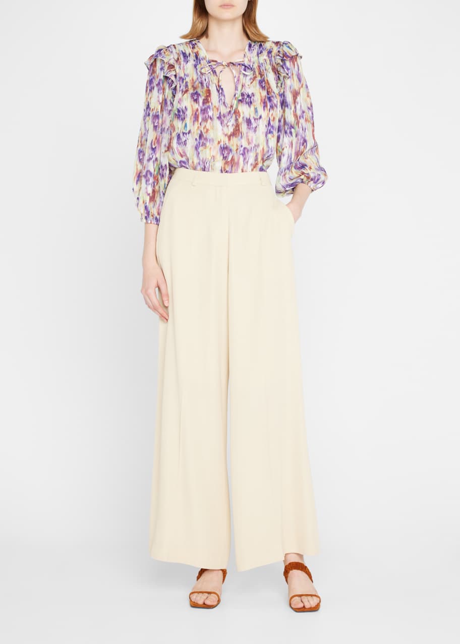 Tanya Taylor Delaney Printed Self-Tie V-Neck Blouse - Bergdorf Goodman