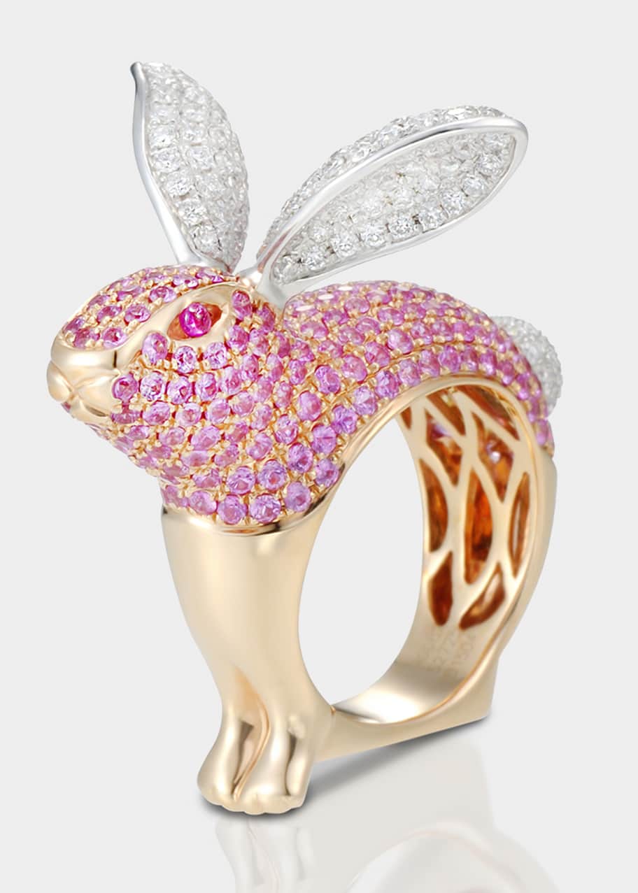 Mio Harutaka Two-Tone Bunny Ring with Diamonds and Sapphires - Bergdorf ...