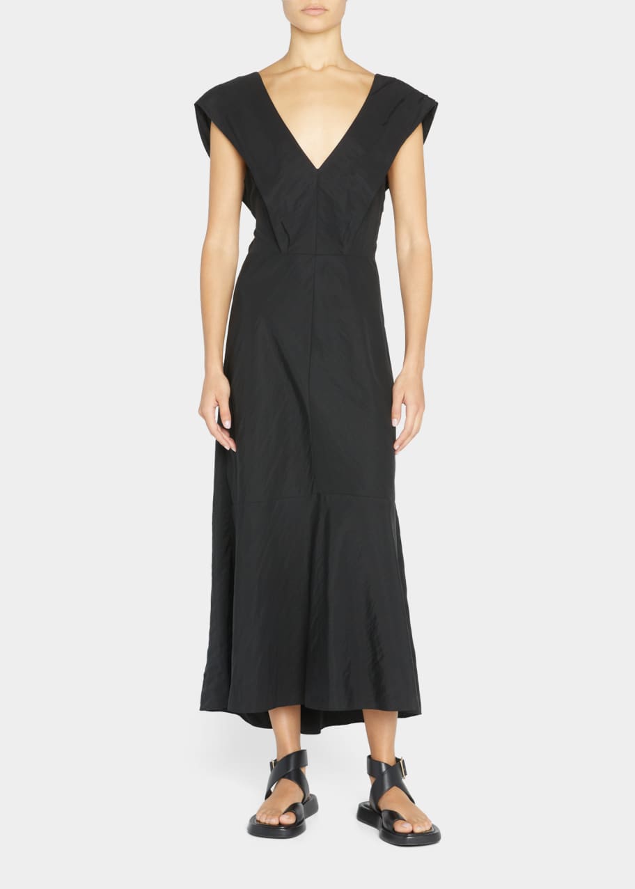 Vince Flutter-Sleeve Tie-Back Midi Dress - Bergdorf Goodman