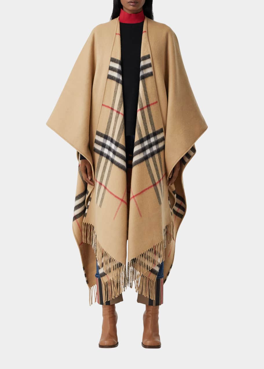 Burberry Giant Check Cashmere & Wool Cape - Bergdorf Goodman