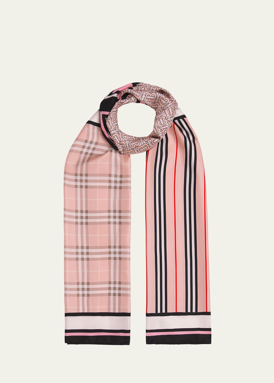 Burberry TB Triple Check Stripe Silk Scarf - Bergdorf Goodman