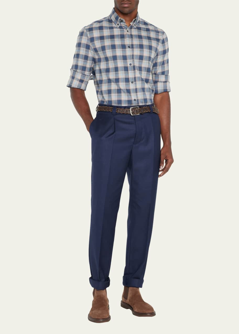 Brunello Cucinelli Men's Loose Fit Flannel Sport Shirt - Bergdorf Goodman