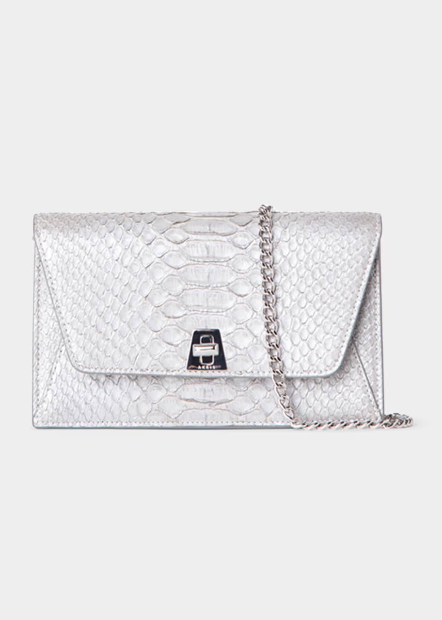 Akris Anouk Metallic Python Clutch Bag w/ Chain Strap - Bergdorf Goodman