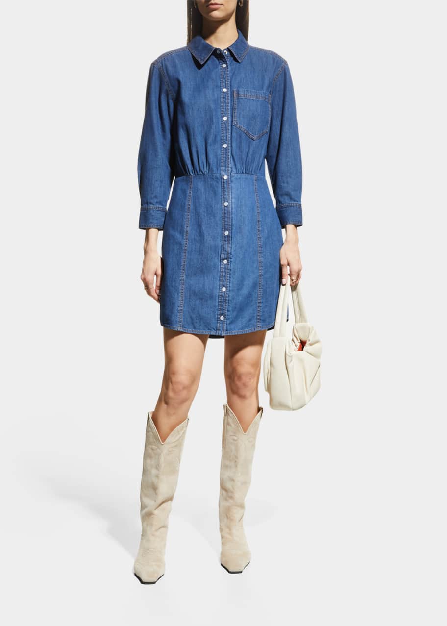 Veronica Beard Keston Denim Button-Front Mini Shirt Dress - Bergdorf ...