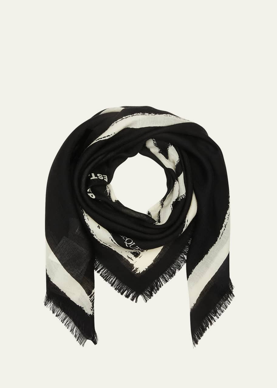 McQueen Graffiti Logo Wool Scarf - Bergdorf Goodman
