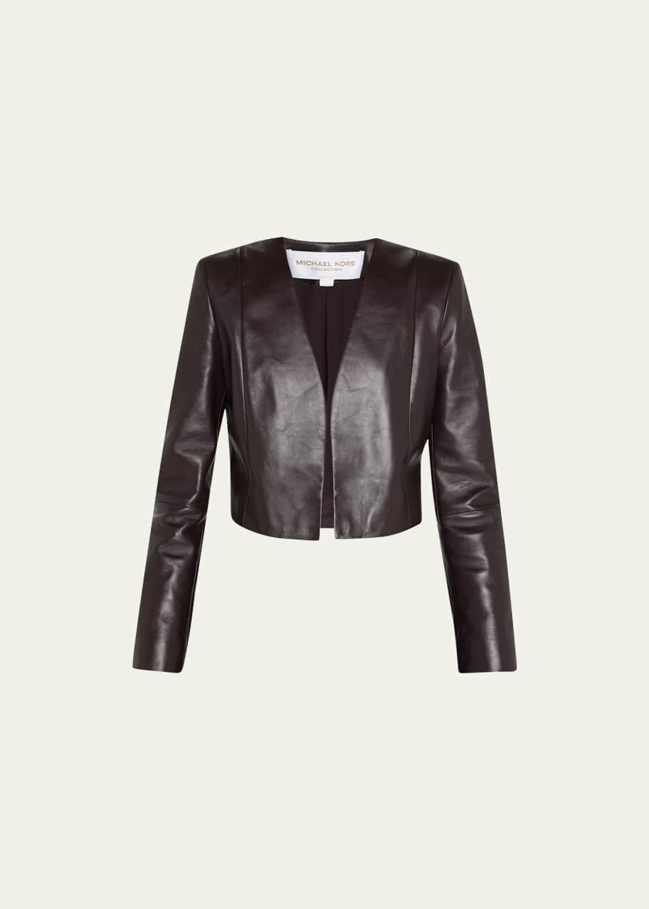 leather jacket collarless