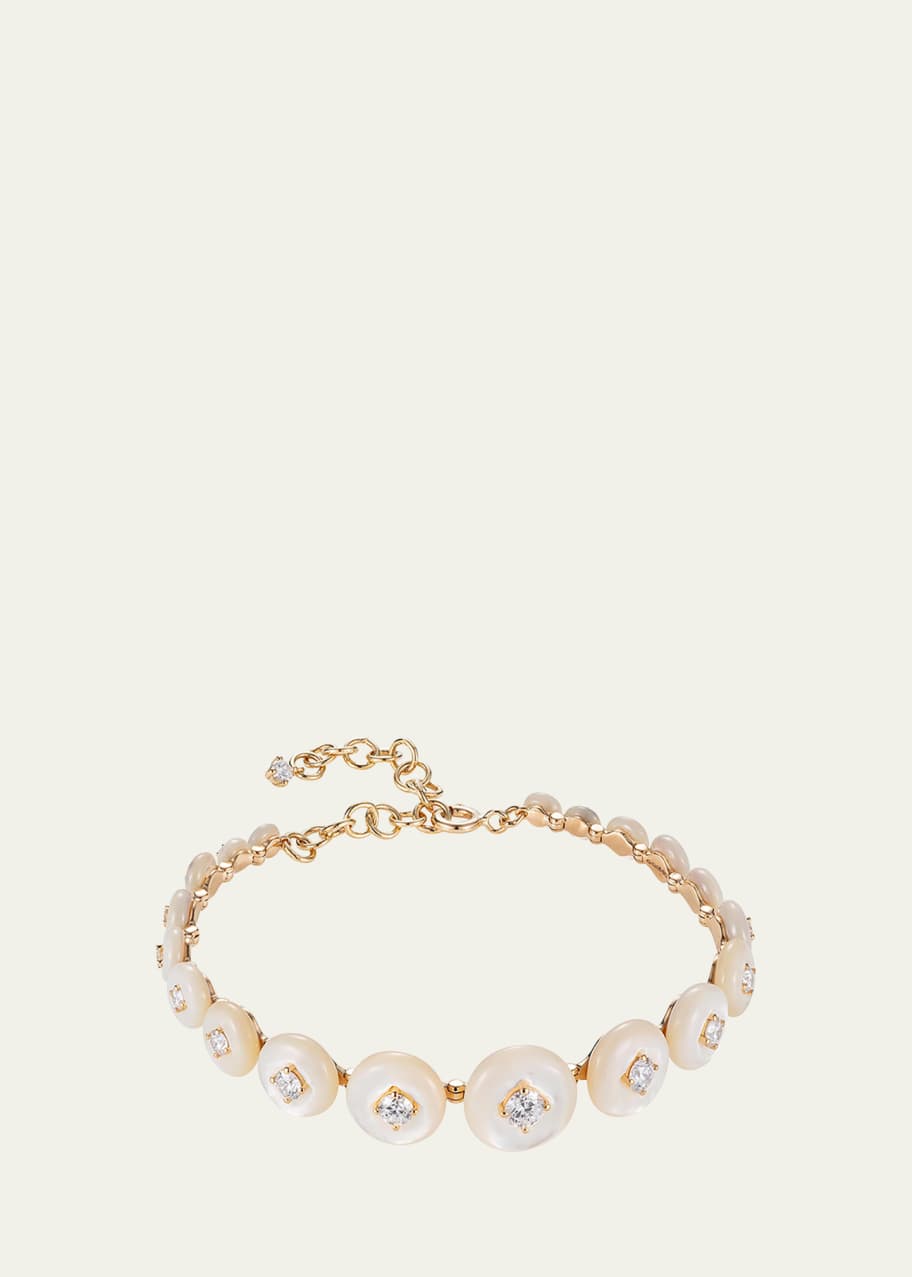 Fernando Jorge Surrounding Bracelet in Yellow Gold, Diamonds and Mother ...