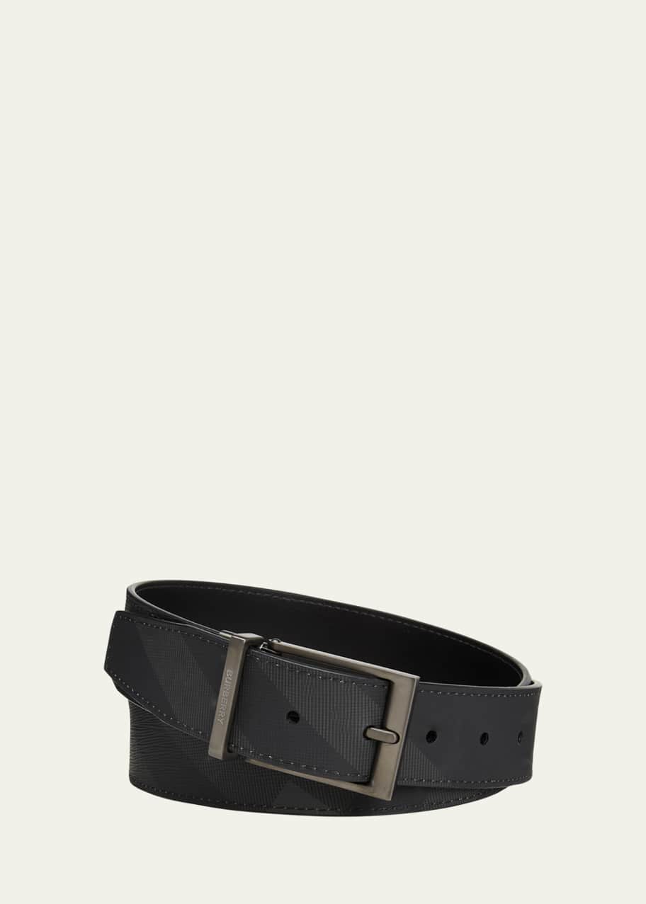 Burberry Men's Reversible Leather Check Belt - Bergdorf Goodman
