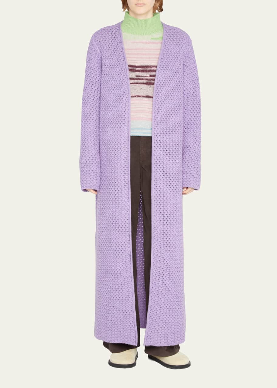 The Elder Statesman Long Rope Stitch Open-Front Duster - Bergdorf Goodman