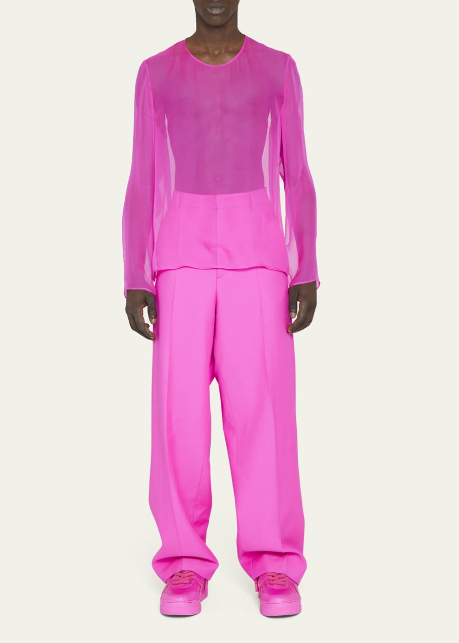 Valentino Garavani Men's Sheer Silk Chiffon T-Shirt - Bergdorf Goodman