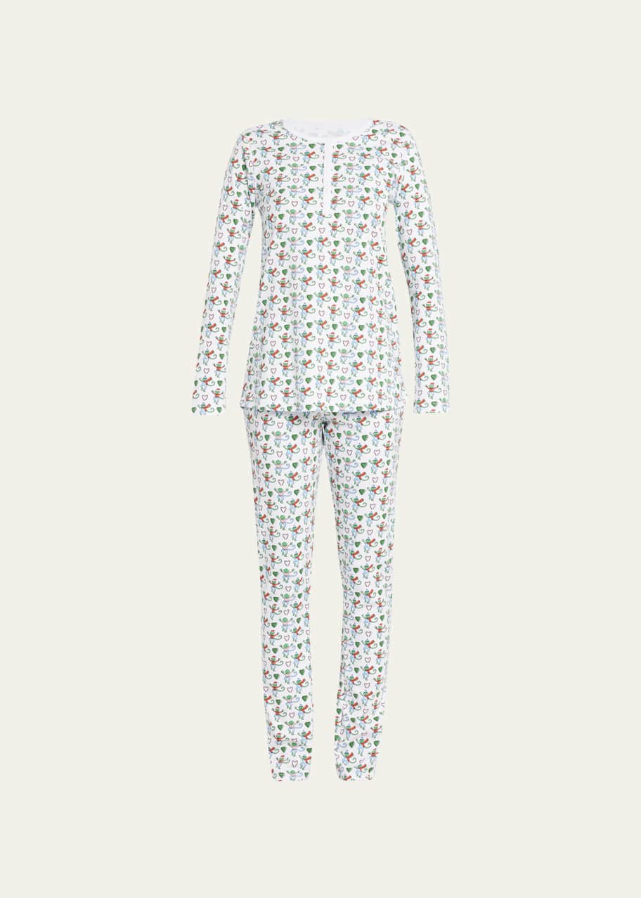Roller Rabbit Merry Monkey Printed Cotton Pajama Set - Bergdorf Goodman