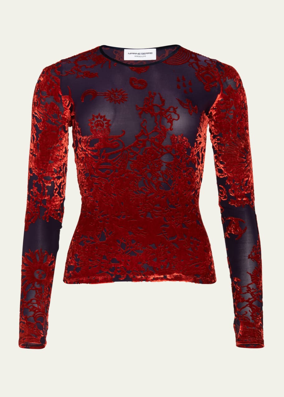 Marine Serre Velvet Devore Second-Skin Top - Bergdorf Goodman