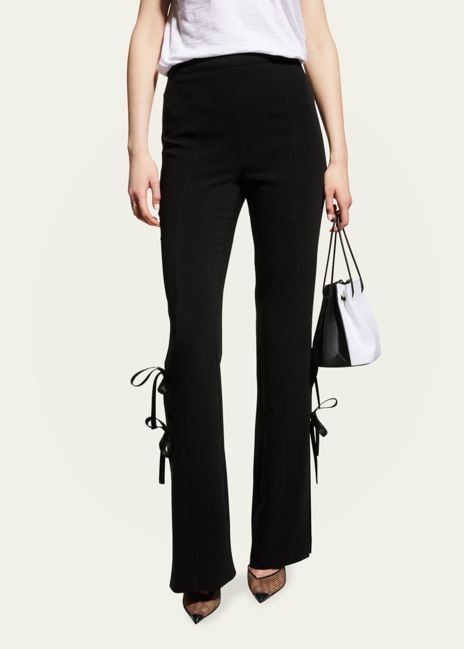 Cinq a Sept Marina Full-Length Side-Tie Crepe Pants - Bergdorf Goodman