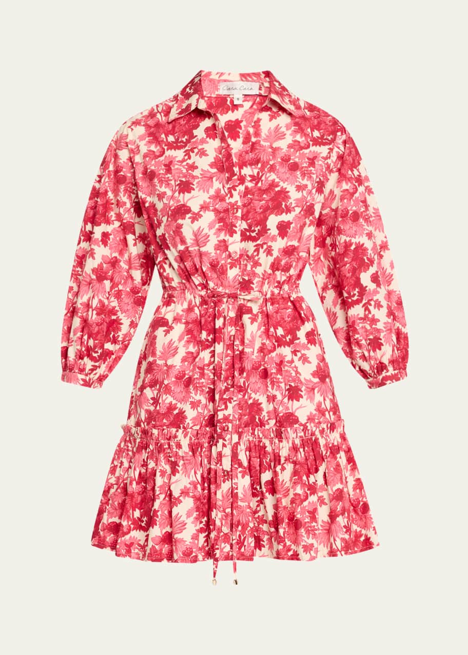 Cara Cara Robin Puff-Sleeve Floral Poplin Mini Dress - Bergdorf Goodman