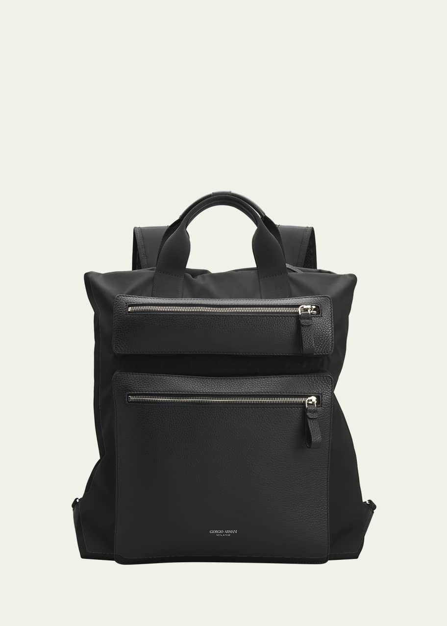 Giorgio Armani Men's Soft Nylon & Leather Backpack - Bergdorf Goodman