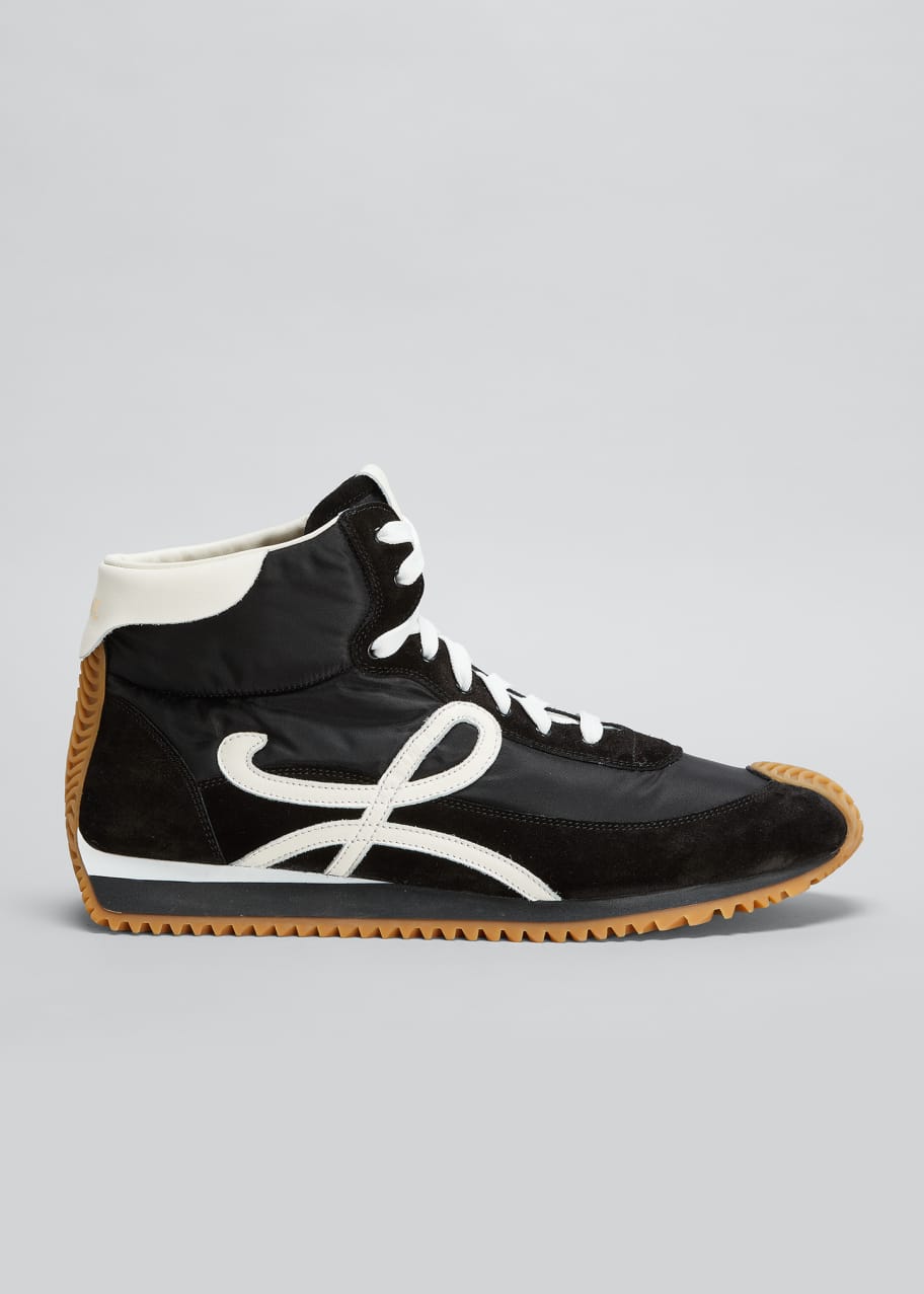 Loewe Men's Flow Nylon & Suede High-Top Runner Sneakers - Bergdorf Goodman