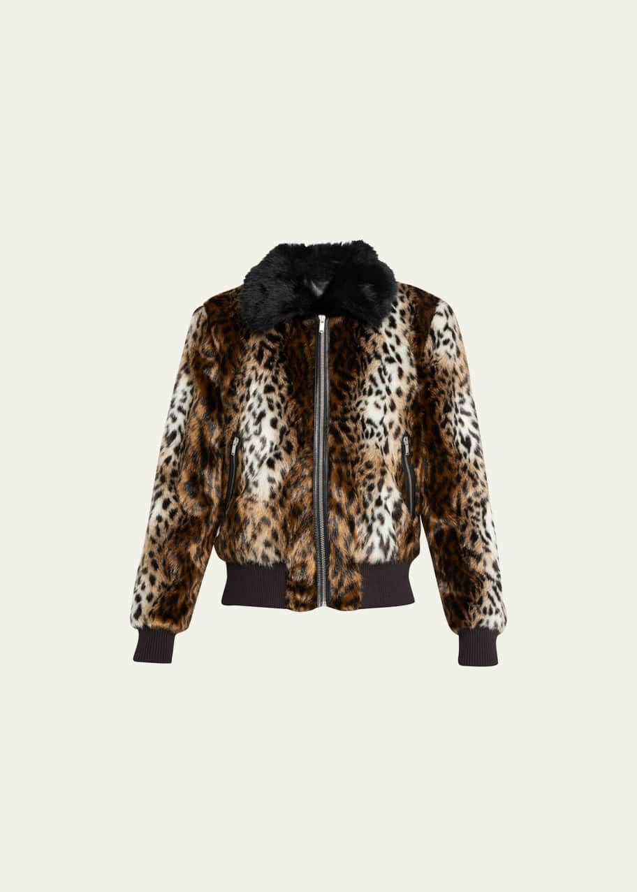 Saint Laurent Cheetah Faux Fur Varsity Jacket - Bergdorf Goodman