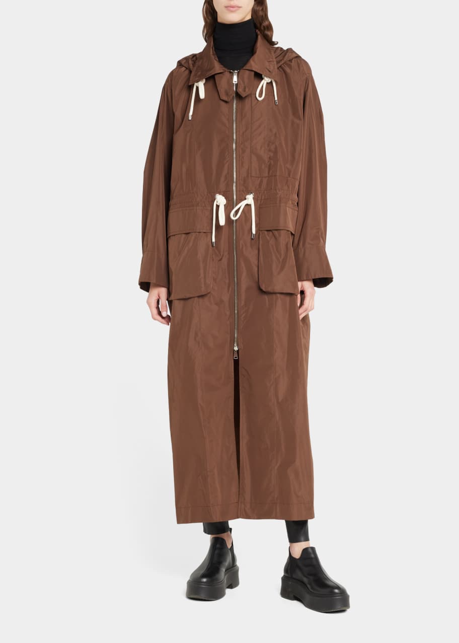 Plan C Long Hooded Taffeta Coat - Bergdorf Goodman