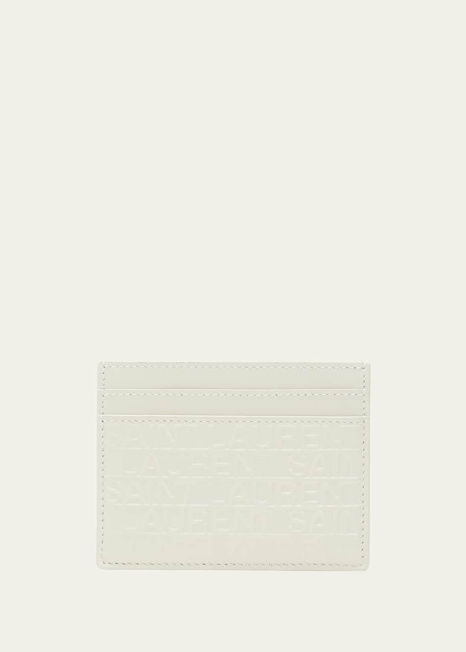 Saint Laurent Men's Embossed Logo Leather Card Case - Bergdorf Goodman