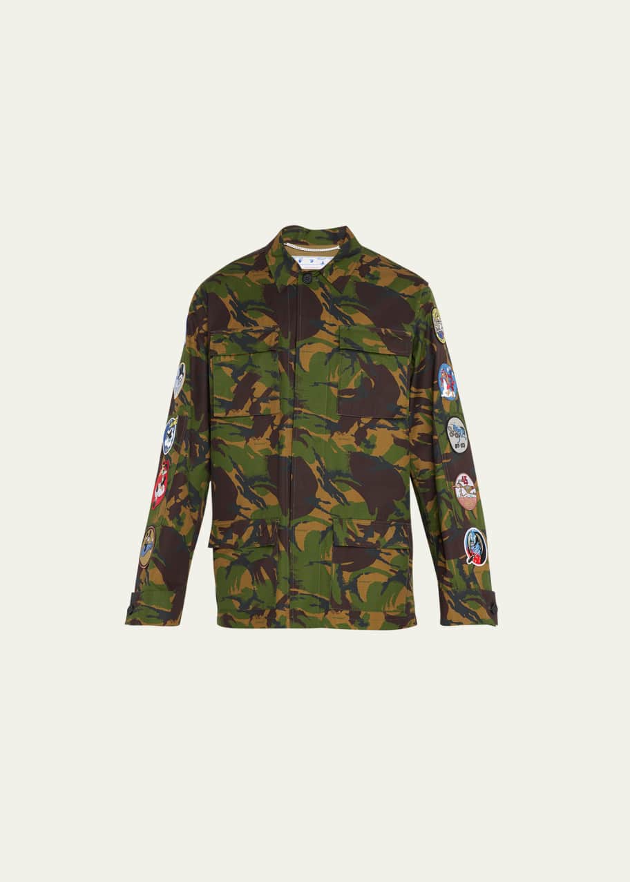 Off-White Men's Camo Multi-Patch Arrow Field Jacket - Bergdorf Goodman
