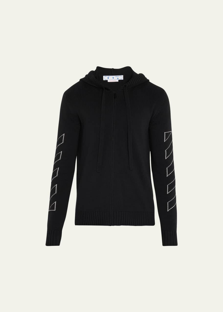 Off-White Men's Diagonal Arrow Knit Zip Hoodie - Bergdorf Goodman