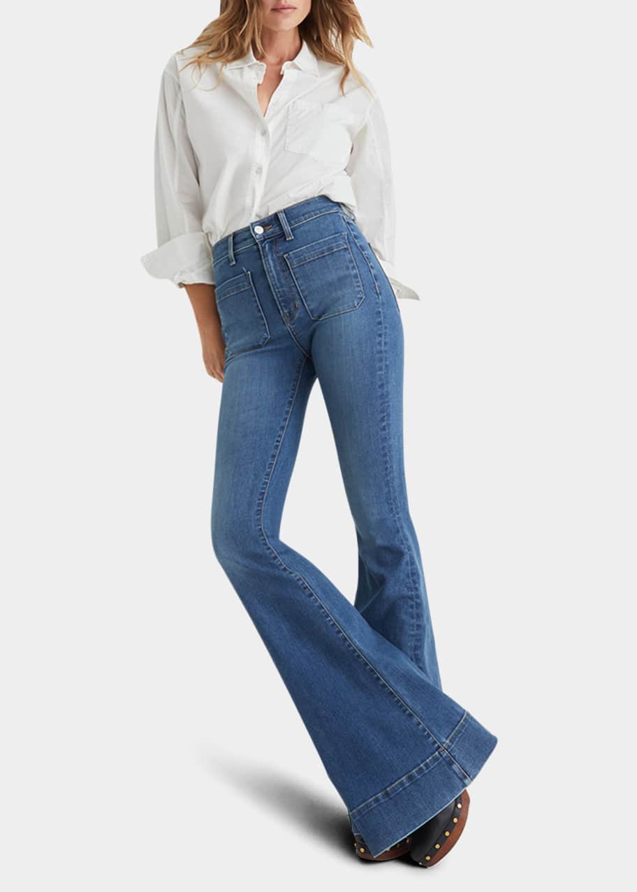 Veronica Beard Sheridan Patch Pocket Bell Bottom Jeans - Bergdorf Goodman
