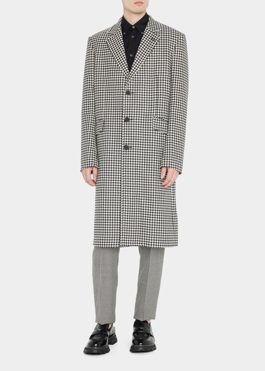 McQueen Men's Houndstooth Wool Overcoat - Bergdorf Goodman