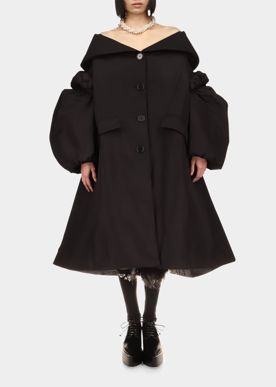 Simone Rocha Long Padded Off-the-Shoulder Coat - Bergdorf Goodman