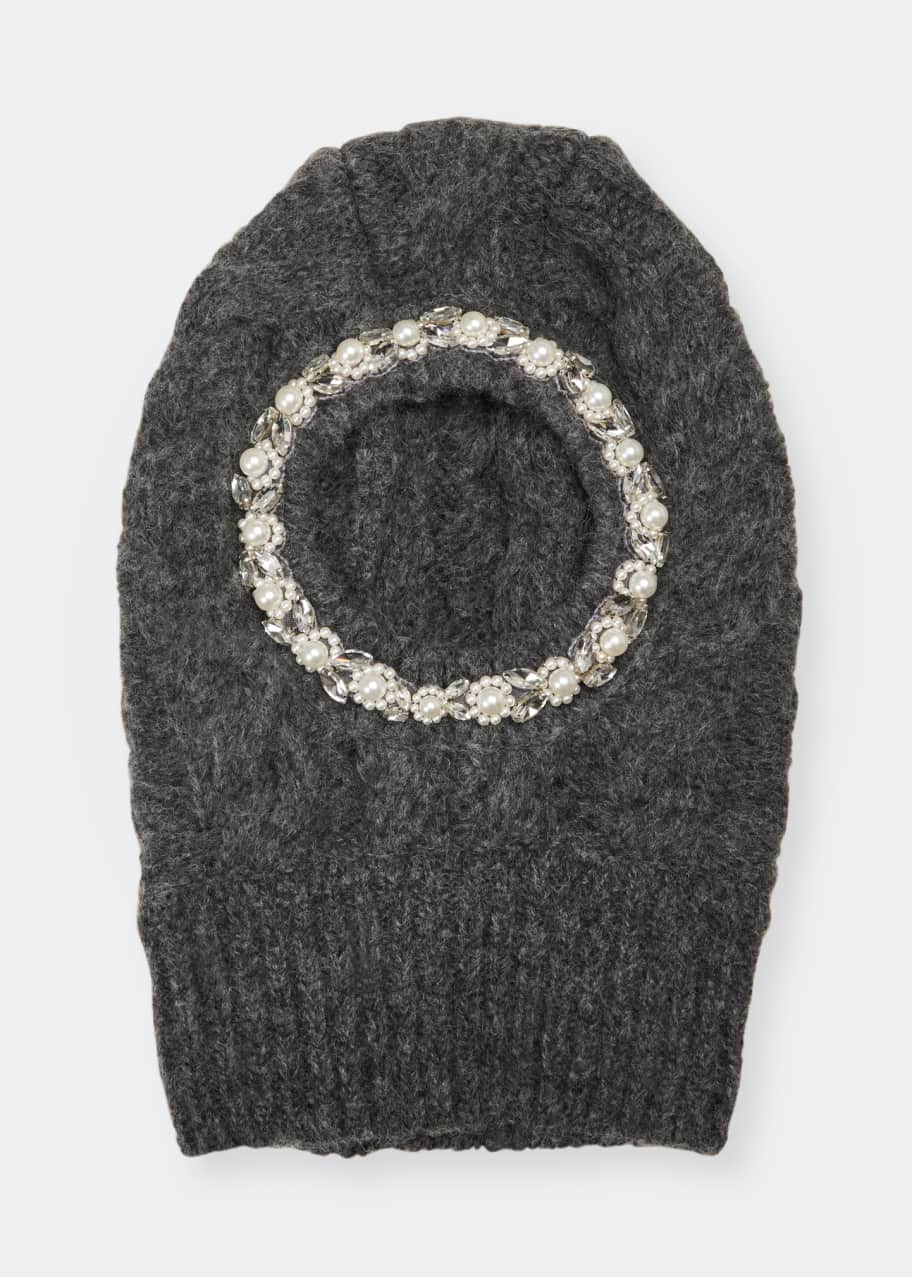Simone Rocha Beaded Cable-Knit Balaclava - Bergdorf Goodman