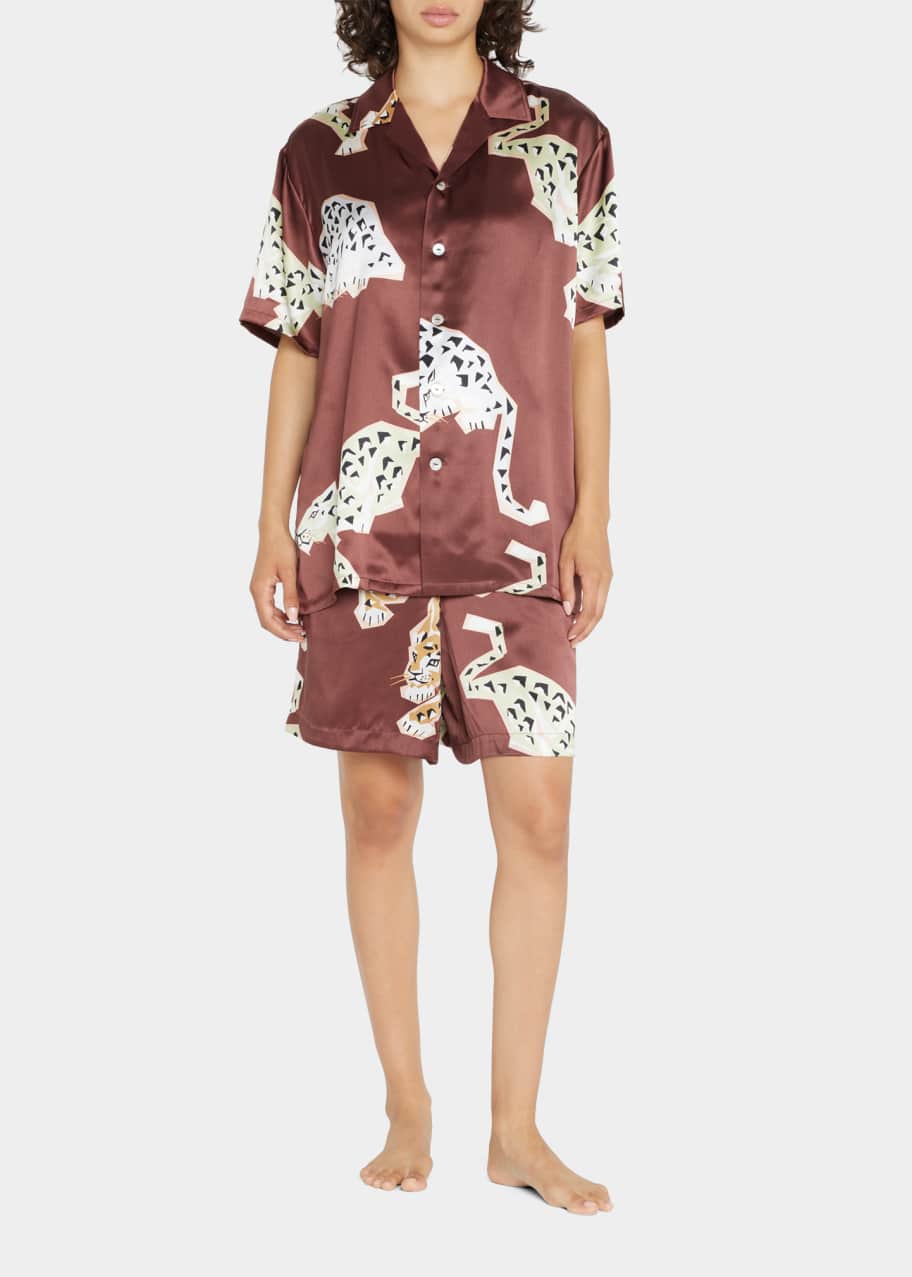 Olivia von Halle Emeli Luxo Leopard-Print Silk Pajama Set - Bergdorf ...