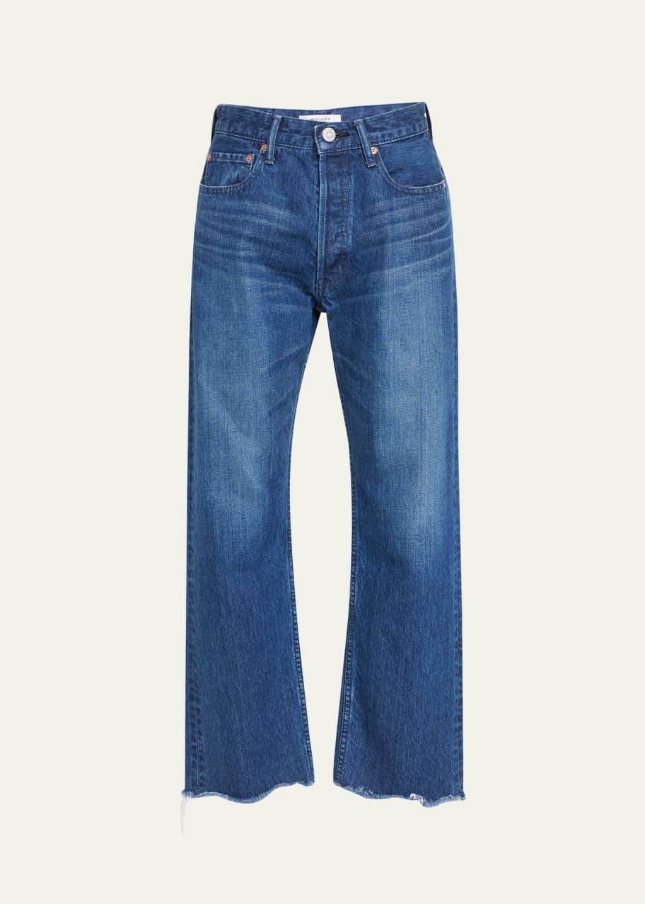 MOUSSY VINTAGE Capac Wide Straight Ankle Jeans with Frayed Hem ...