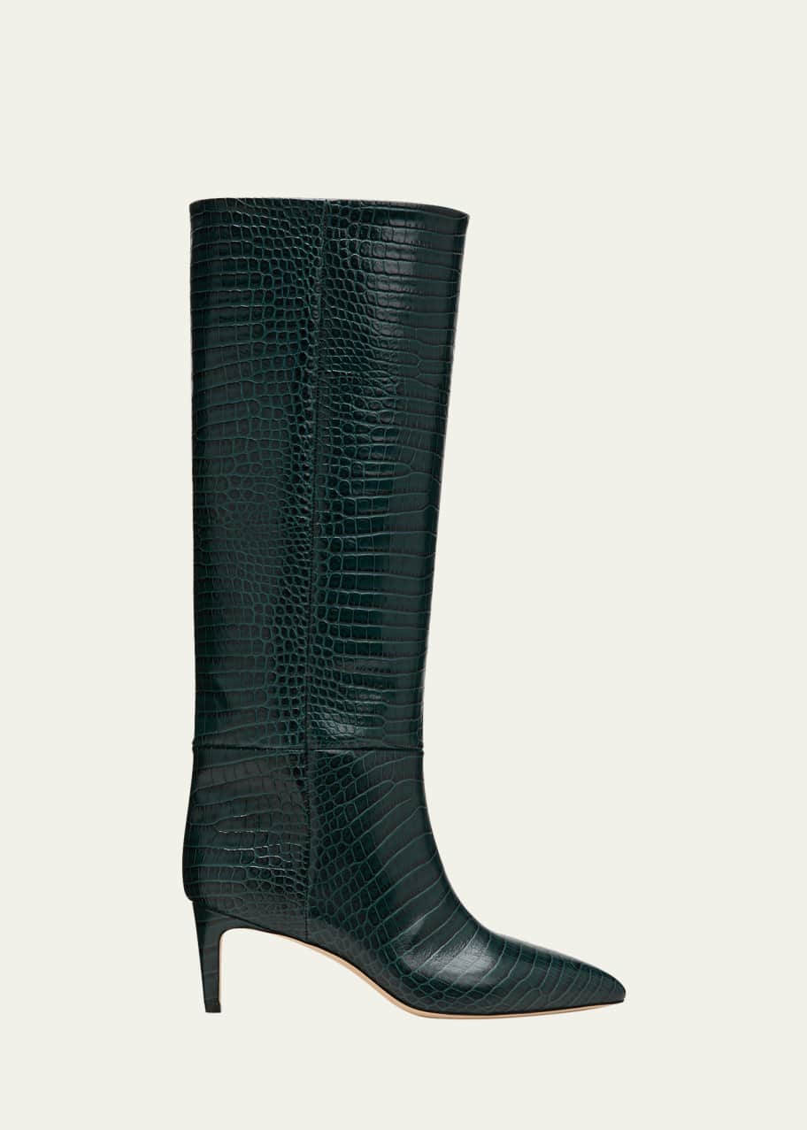 Paris Texas Embossed Leather Stiletto Knee Boots - Bergdorf Goodman