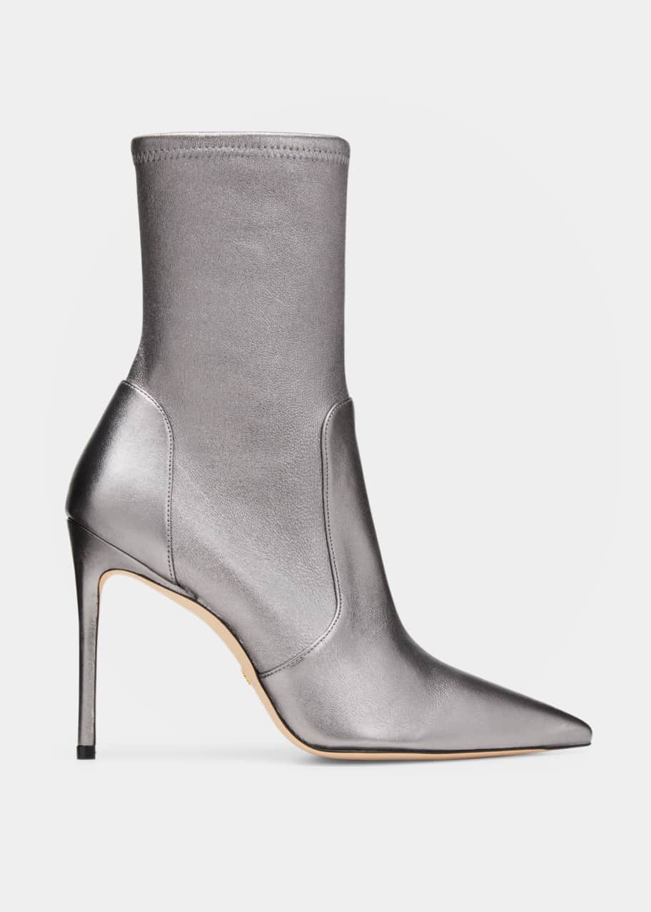 Stuart Weitzman Stuart Stretch Metallic Stiletto Booties - Bergdorf Goodman