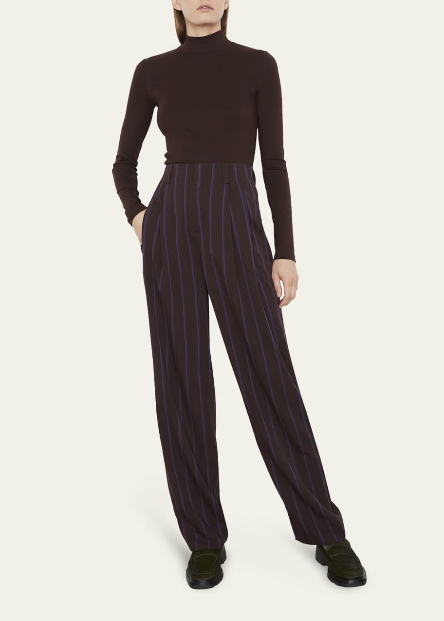 Vince Stripe Pleat-Front Wide-Leg Pants - Bergdorf Goodman