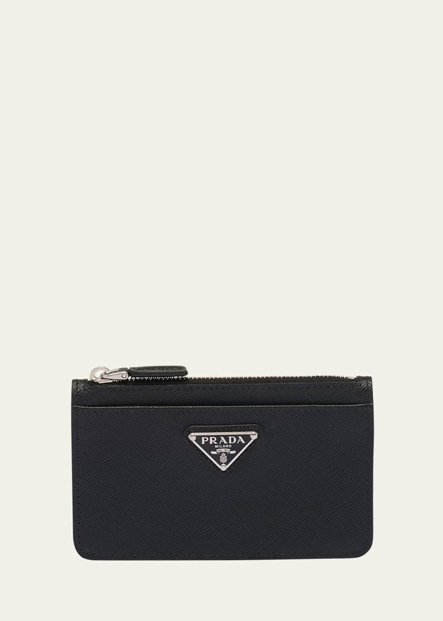 Prada Men's Saffiano Leather Triangle Logo Zip Wallet - Bergdorf Goodman