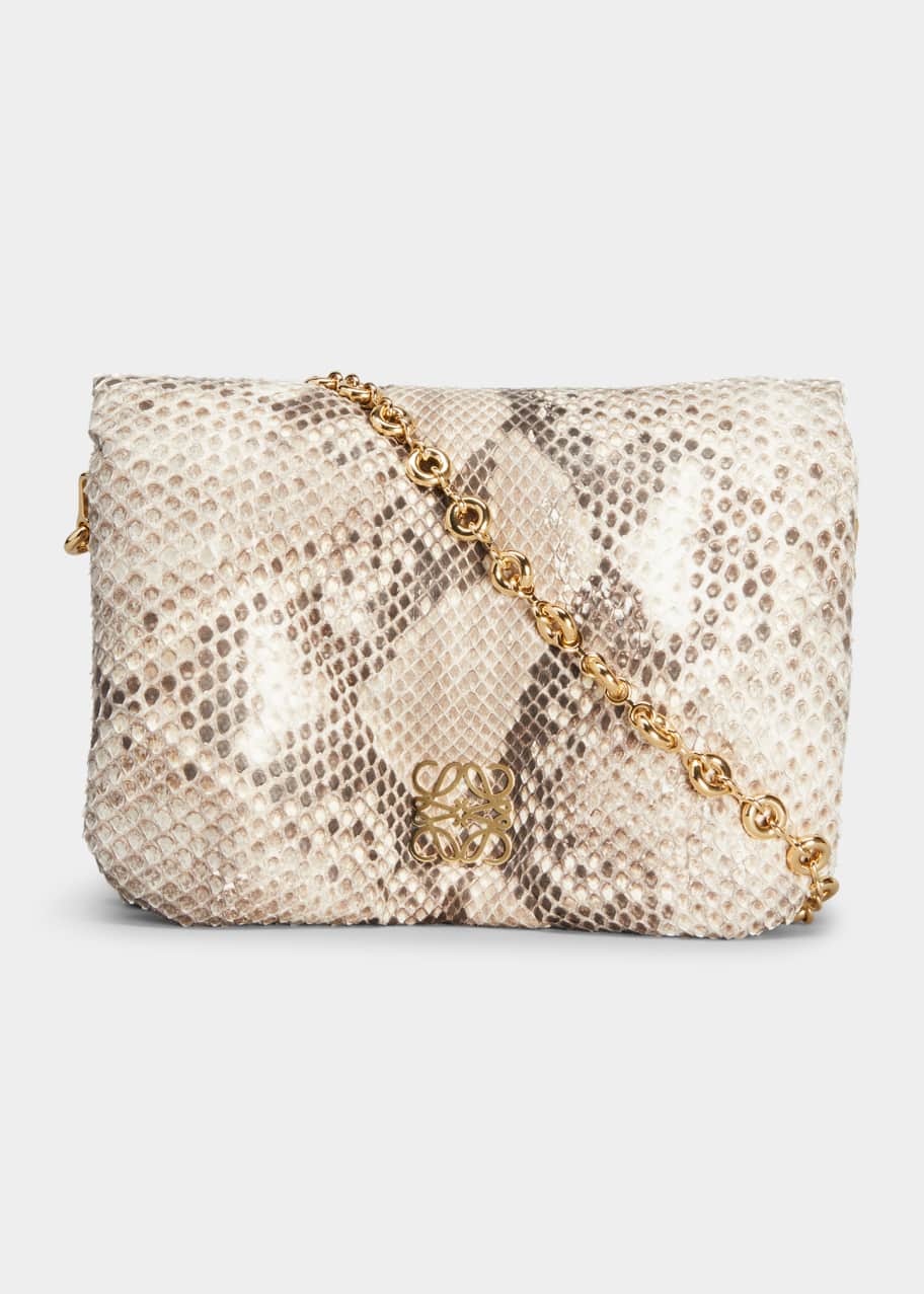 Loewe Goya Puffer Snakeskin Shoulder Bag - Bergdorf Goodman
