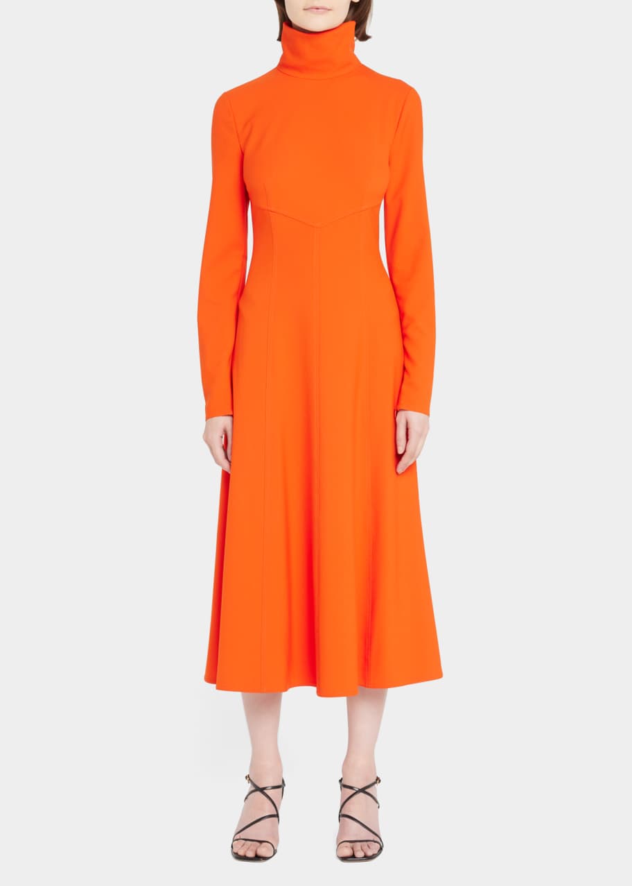 Tanya Taylor Thea Turtleneck Fit-And-Flare Midi Dress - Bergdorf Goodman