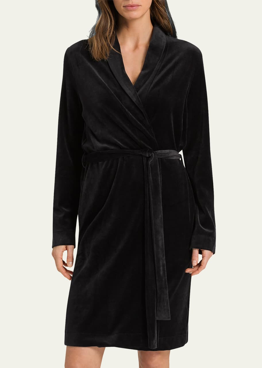 Hanro Favourites Shawl-Collar Velour Robe - Bergdorf Goodman