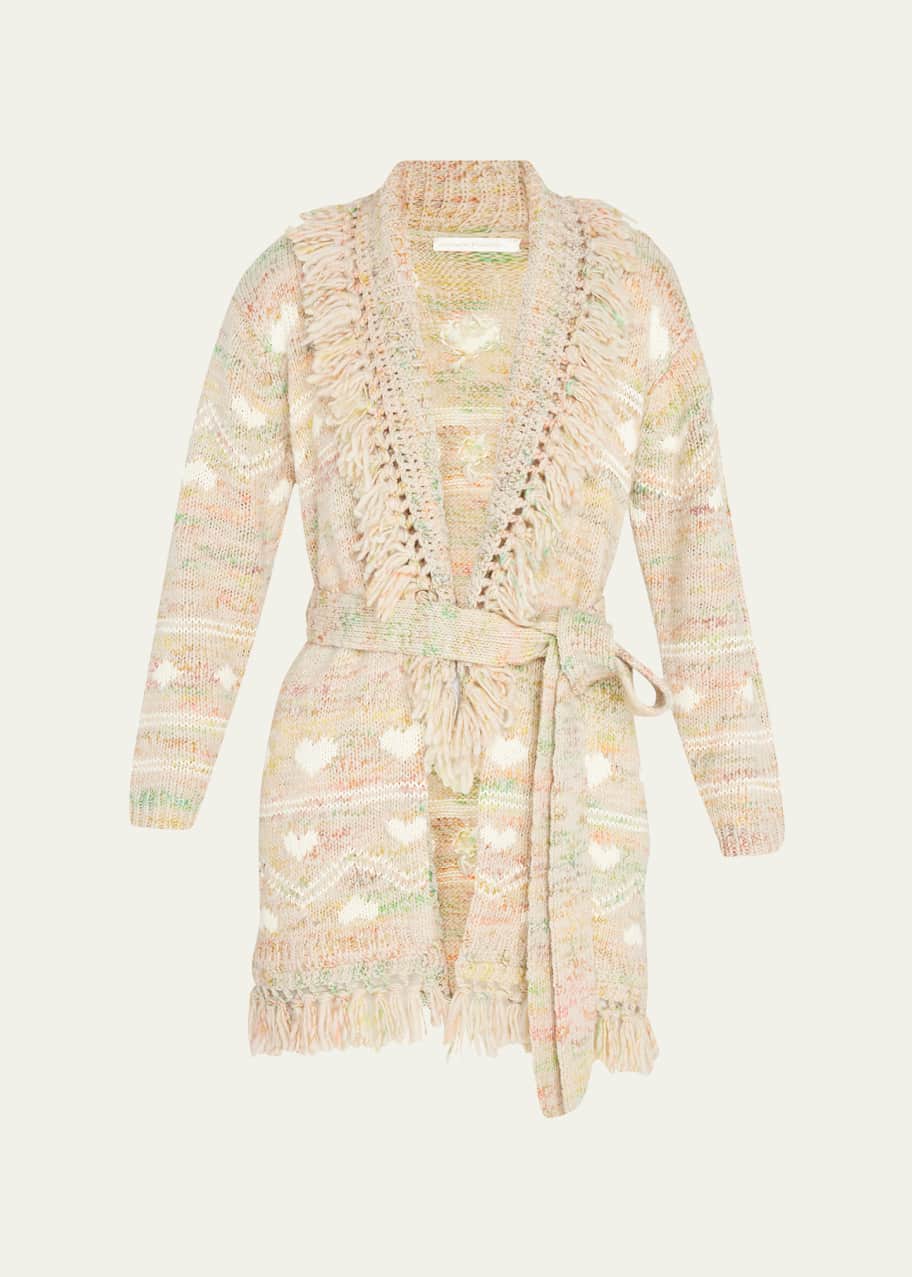 LoveShackFancy Wyatt Heart Intarsia Belted Duster Cardigan - Bergdorf ...