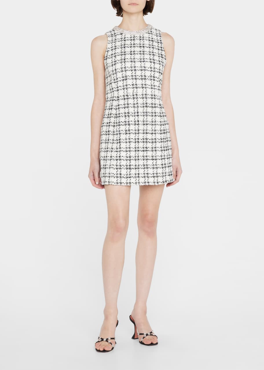 Alice + Olivia Clyde Tweed Embellished Mini Shift Dress - Bergdorf Goodman