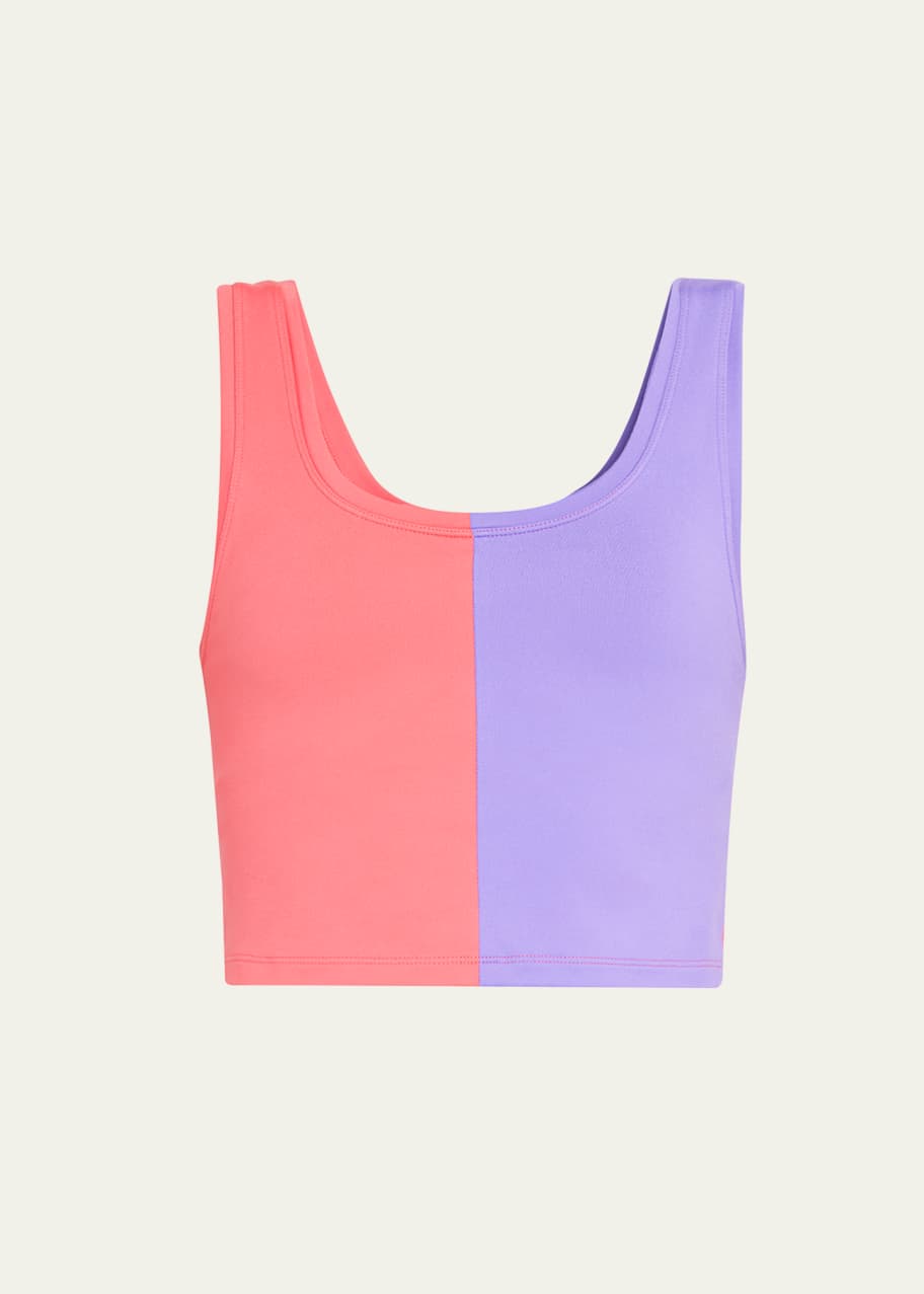 Terez Hot Red and Electric Purple TLC Two-Tone Crop Top - Bergdorf Goodman