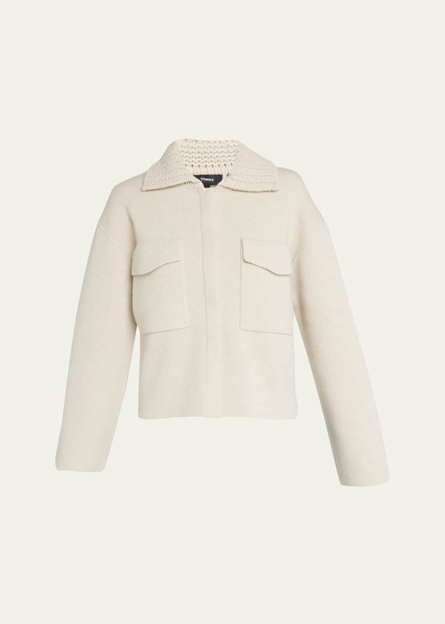 Theory Cropped Knit Trucker Jacket - Bergdorf Goodman
