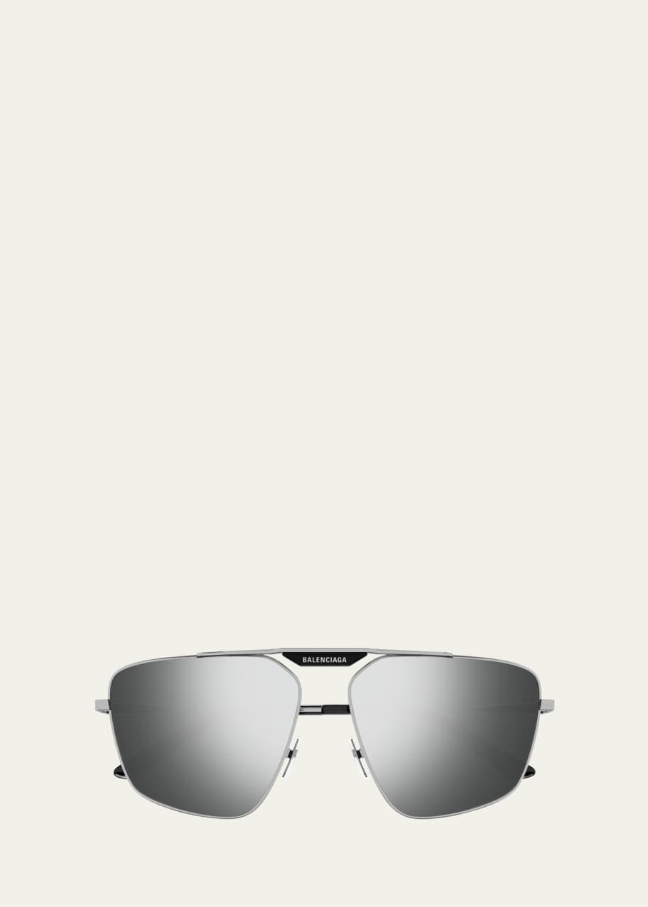 Balenciaga Men's Logo Top Bar Metal Aviator Sunglasses - Bergdorf Goodman