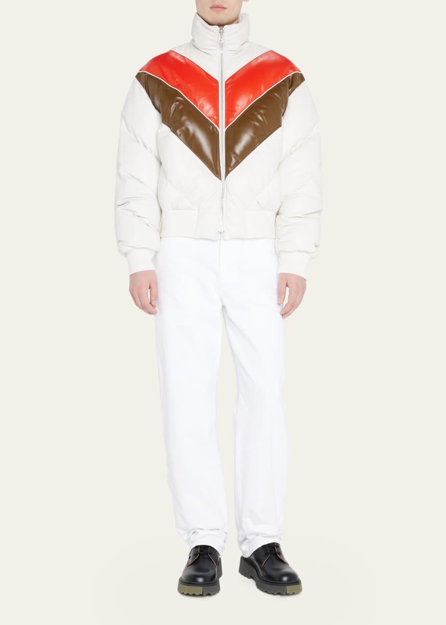 Bottega Veneta Men's V Colorblock Leather Puffer Coat - Bergdorf Goodman