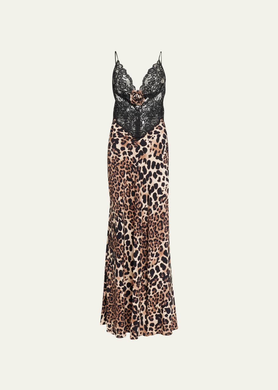 Rodarte Leopard-Print Lace Silk Slip Dress - Bergdorf Goodman