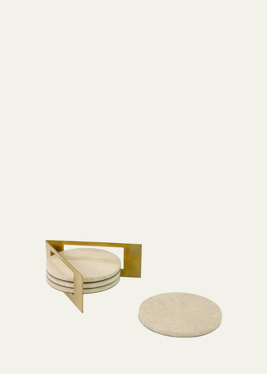 Ginger Brown Brass & Shagreen Coasters, Set of 4 - Bergdorf Goodman