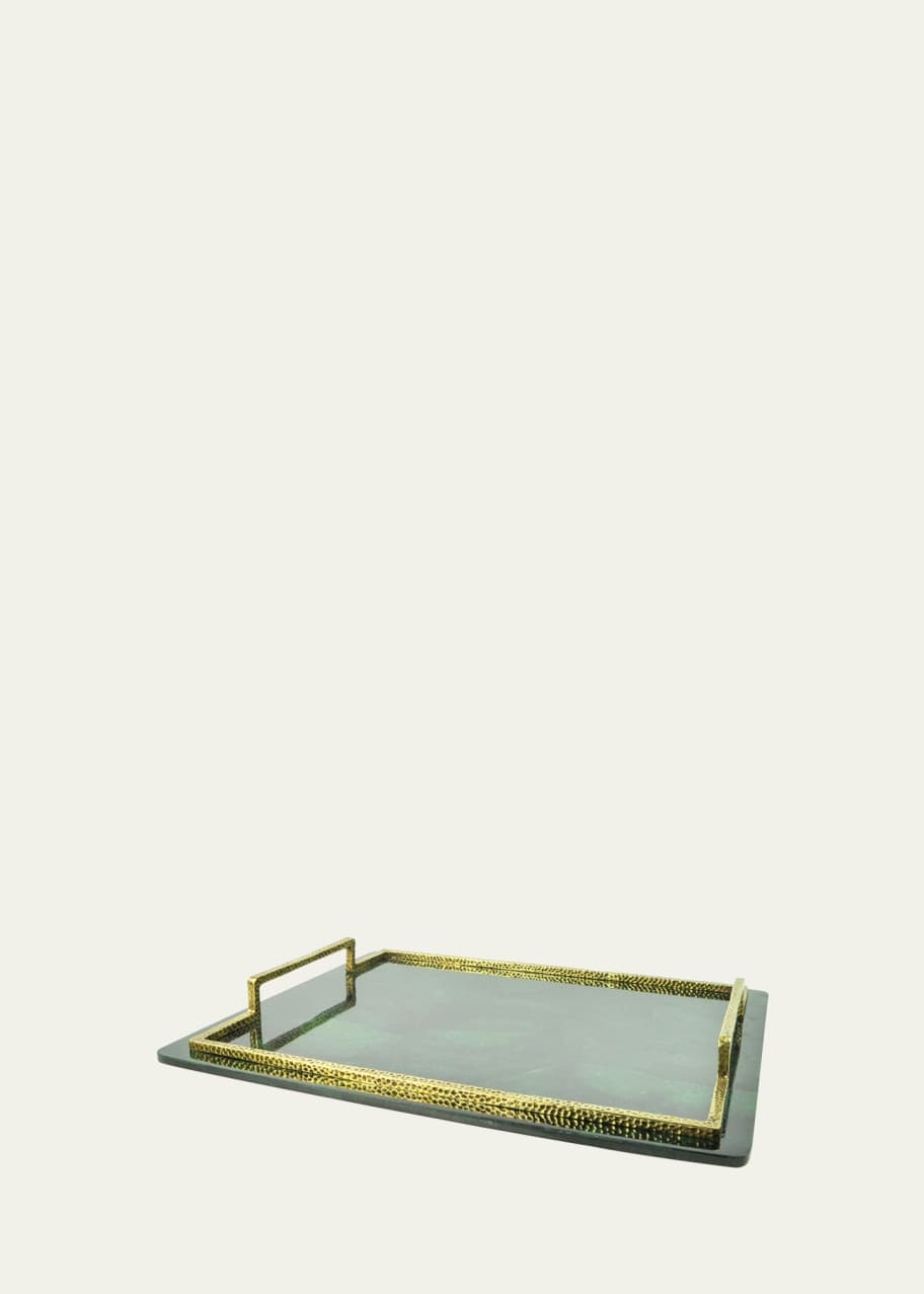 Ginger Brown Shell Tray With Brass Handles - Bergdorf Goodman