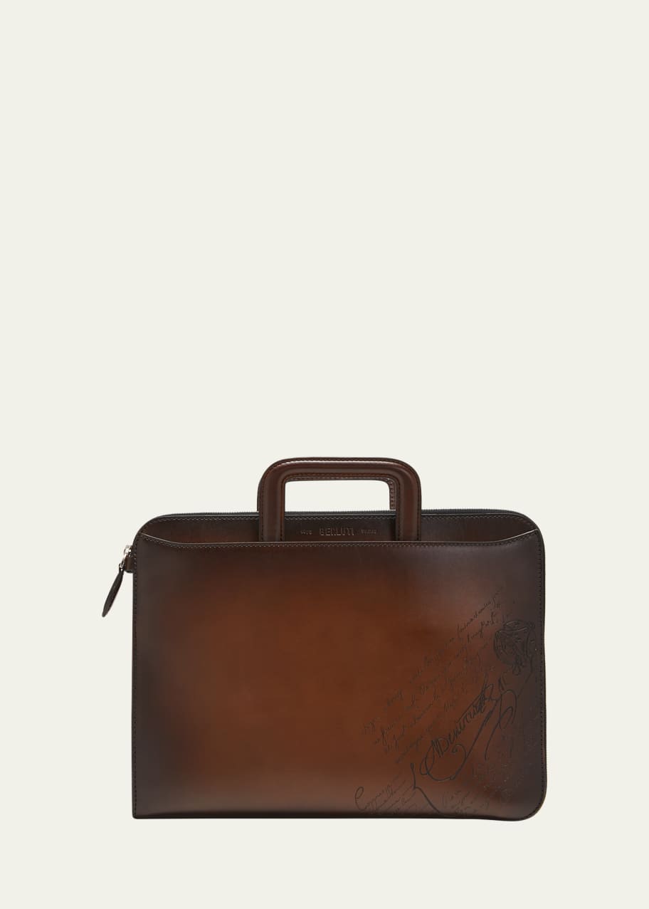 Berluti Men's Lift II Scritto Leather Briefcase - Bergdorf Goodman