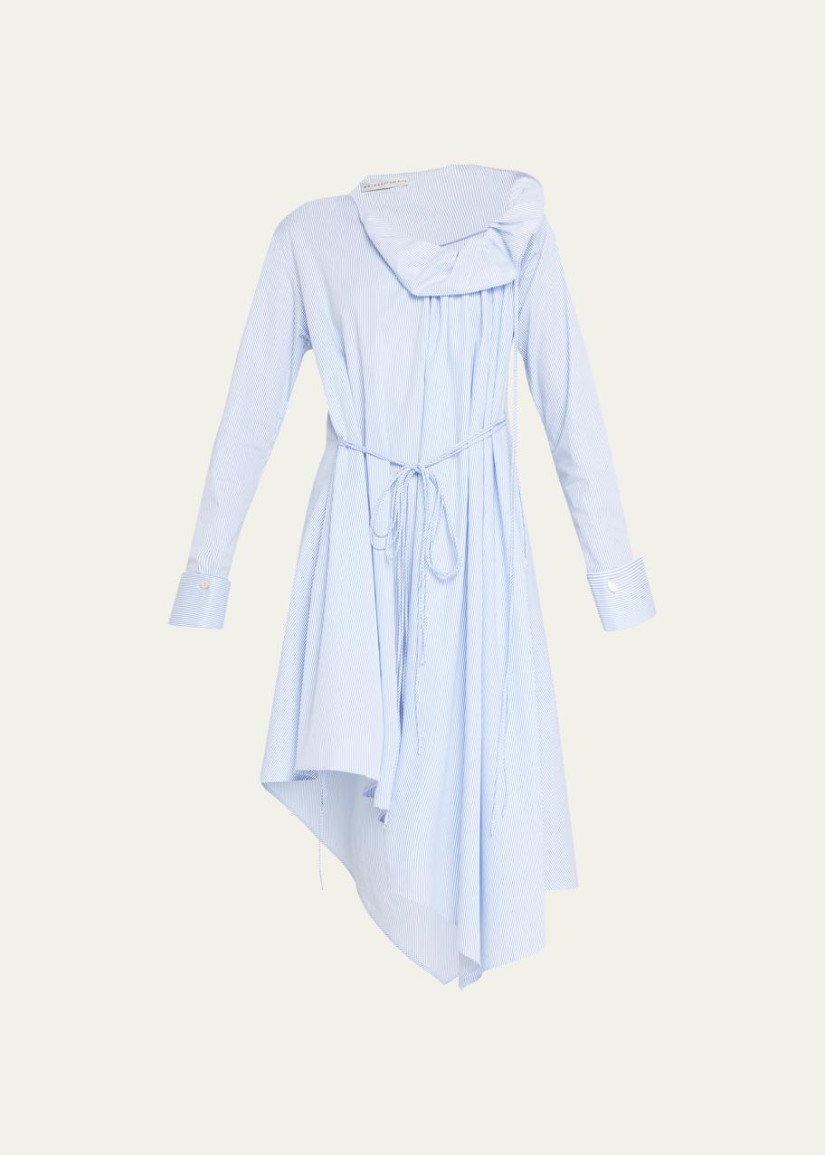 palmer//harding Awakened Stripe Cotton Ruffle-Neck Midi Shirtdress ...